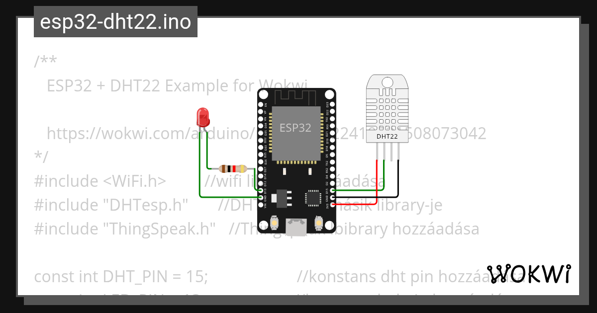esp32-dht22-thingspeak - Wokwi ESP32, STM32, Arduino Simulator