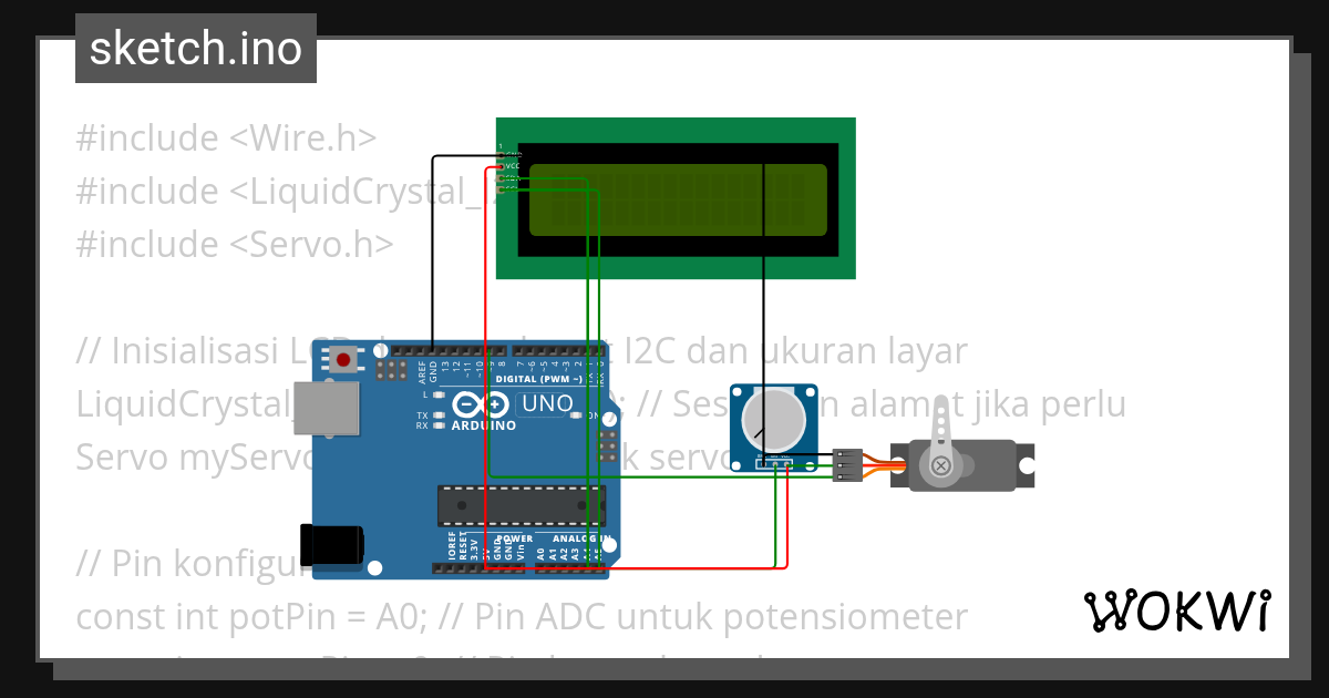 ADC LCD LEDS servo (3) - Wokwi ESP32, STM32, Arduino Simulator