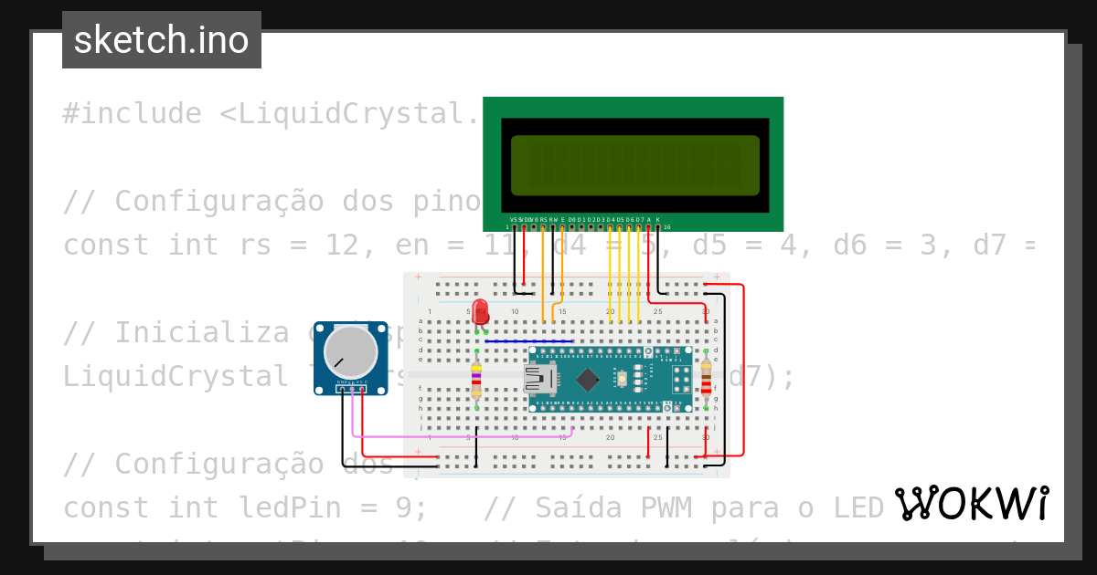 Ledpotpwmdisplay16x2comum Wokwi Esp32 Stm32 Arduino Simulator