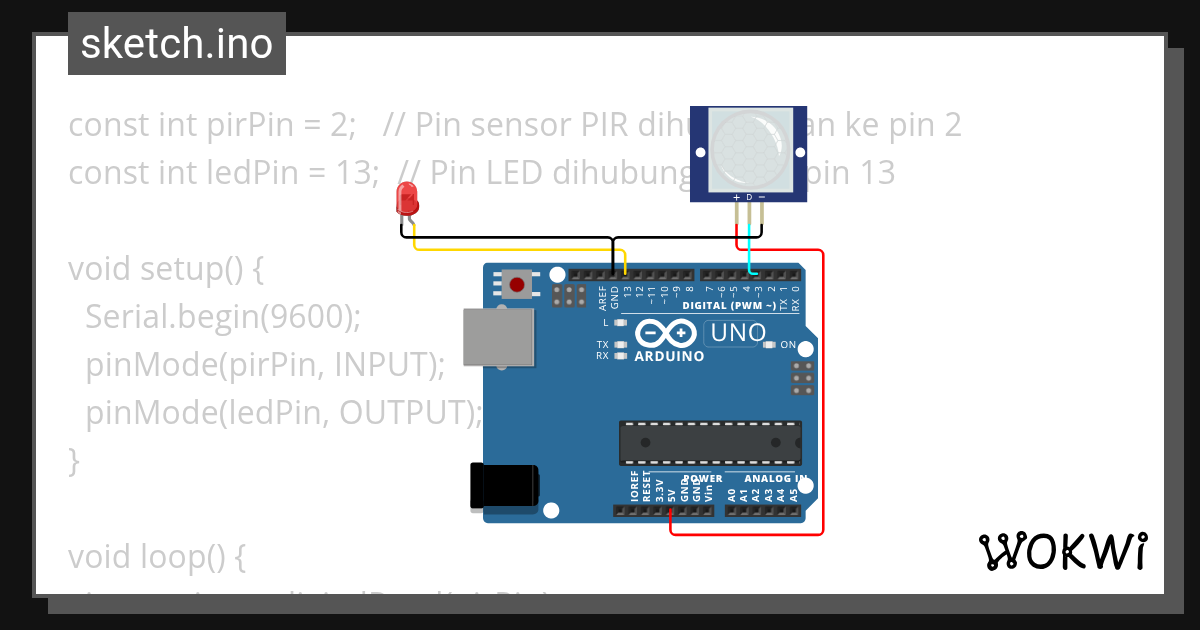 A023028_PERCOBAAN SENSOR PIR - Wokwi ESP32, STM32, Arduino Simulator A023028_PERCOBAAN SENSOR PIR - Wokwi ESP32, STM32, Arduino Simulator