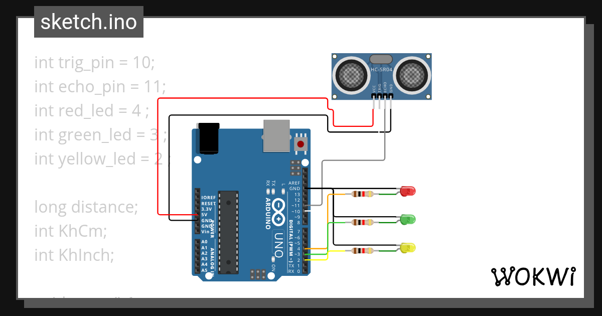UltraSonic Ex - Wokwi ESP32, STM32, Arduino Simulator