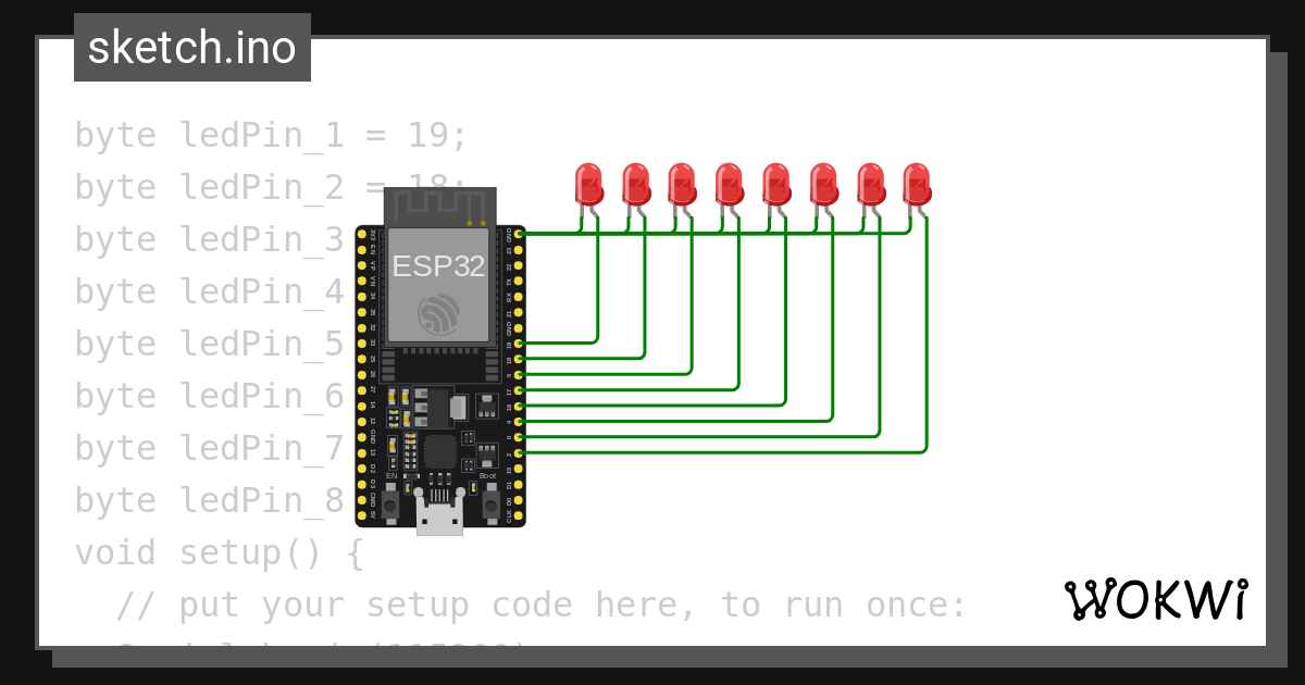Multipleledrunning Wokwi Esp32 Stm32 Arduino Simulator 9800