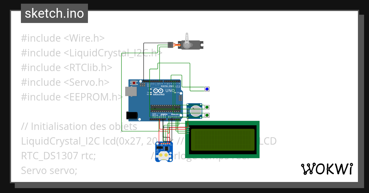 distributeur a grain 1.0 fonctionel - Wokwi ESP32, STM32, Arduino Simulator