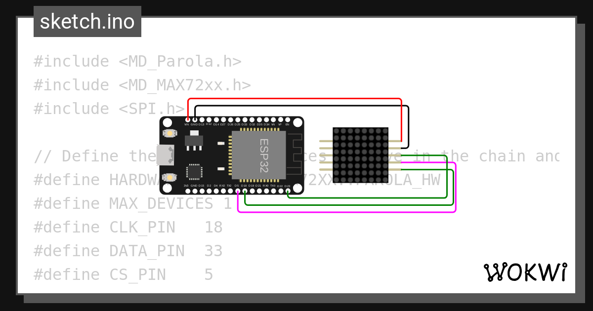 Esp32 Max72xx Hello Copy Wokwi Esp32 Stm32 Arduino Simulator 6987