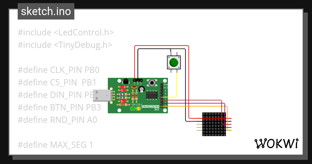 MAX7219 LED Matrix Dice Simulator - Wokwi ESP32, STM32, Arduino Simulator