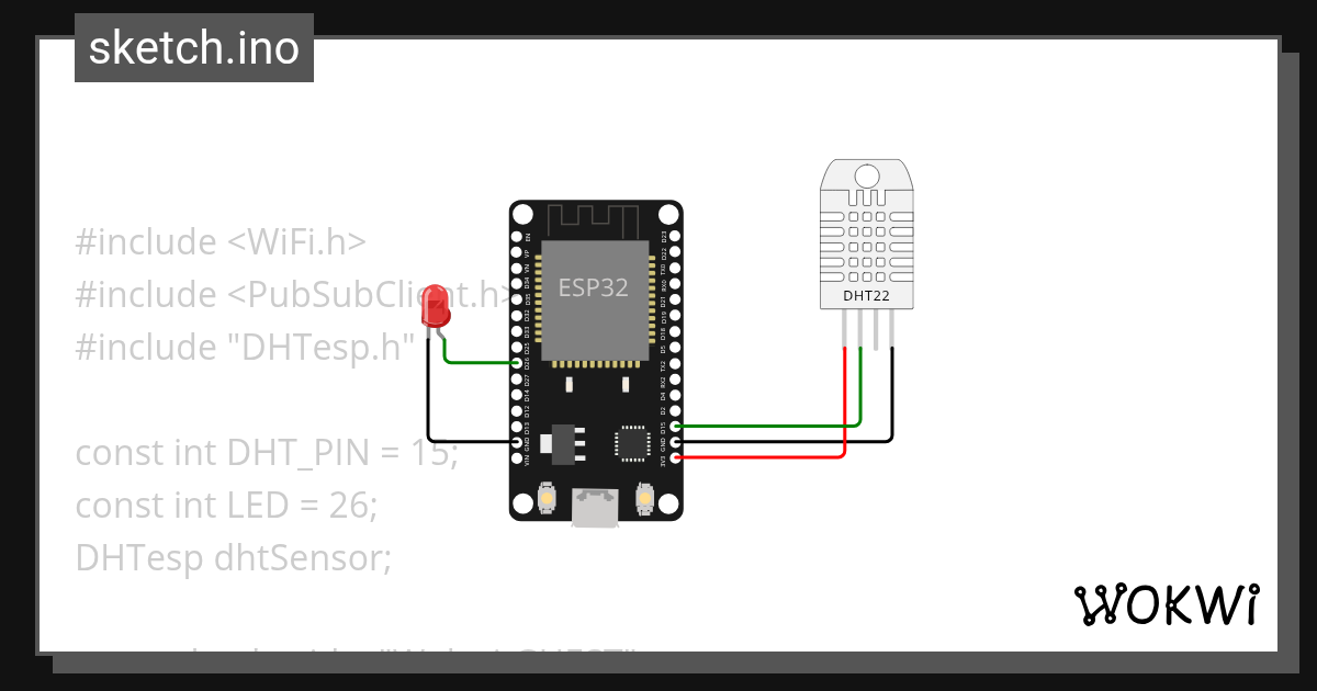 MQTT DHT22 ESP32 Astudio - Wokwi ESP32, STM32, Arduino Simulator