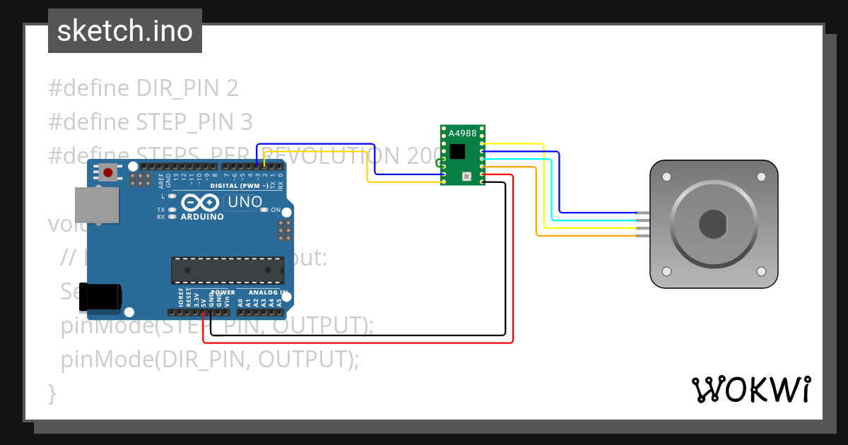 Stepper motor test - Wokwi ESP32, STM32, Arduino Simulator