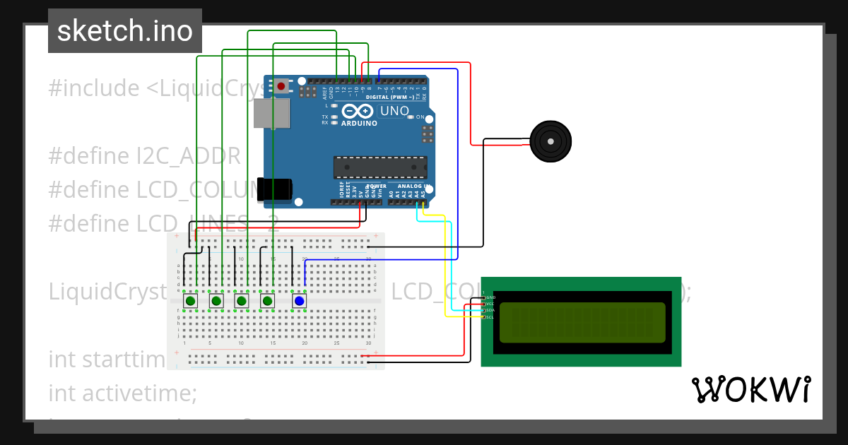 Alarm Clock LCD2IC - Wokwi ESP32, STM32, Arduino Simulator