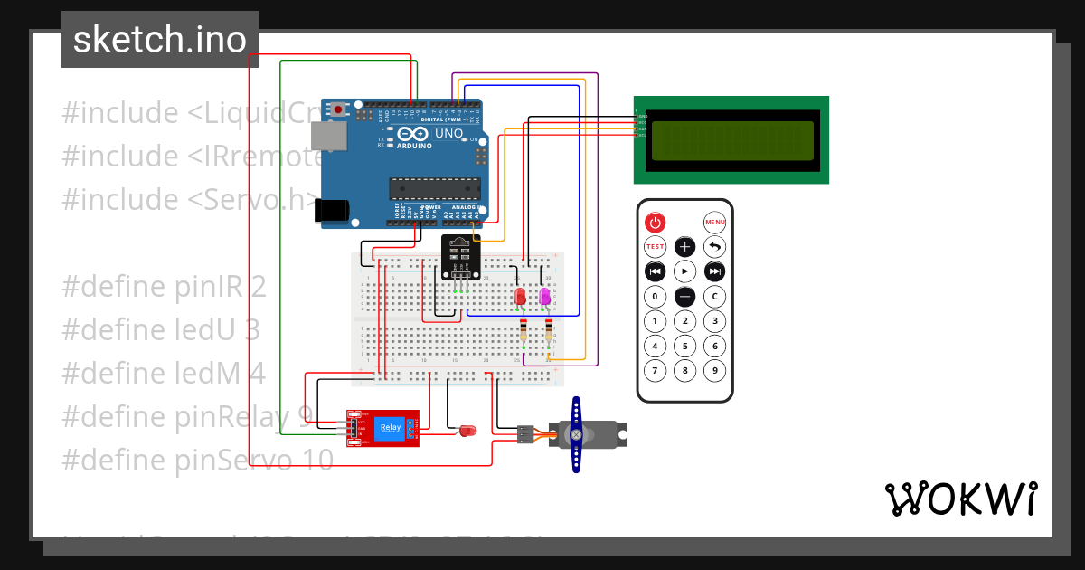 Praktik Ir Remote Lcd Relay Servo Xii Wokwi Esp32 Stm32 Arduino 4786