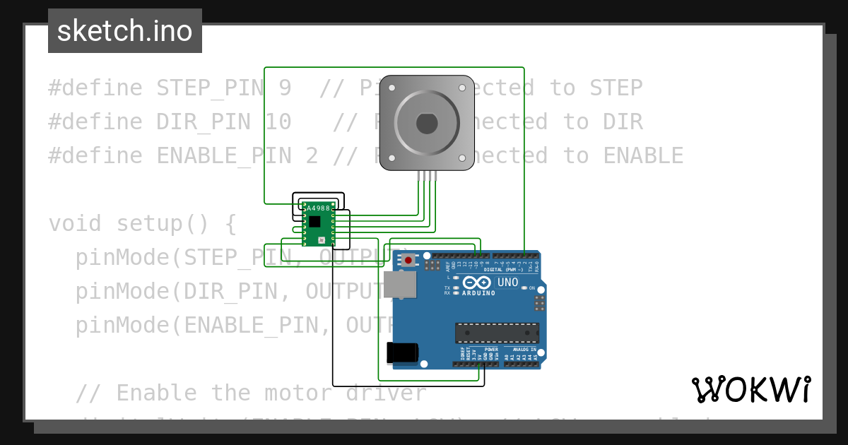 Stepper Motor Control A4988 Wokwi Esp32 Stm32 Arduino Simulator 