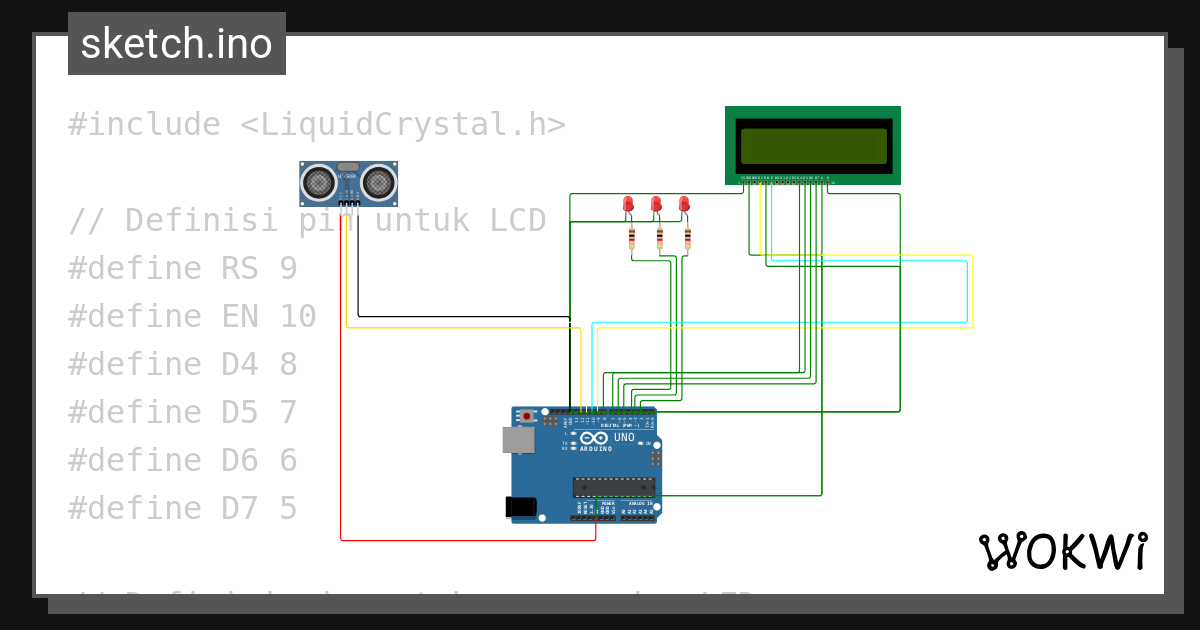 Sensor Ultra Sonik Wokwi Esp32 Stm32 Arduino Simulator 1193