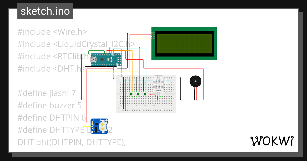 Clock and Humidity Sensor - Wokwi ESP32, STM32, Arduino Simulator