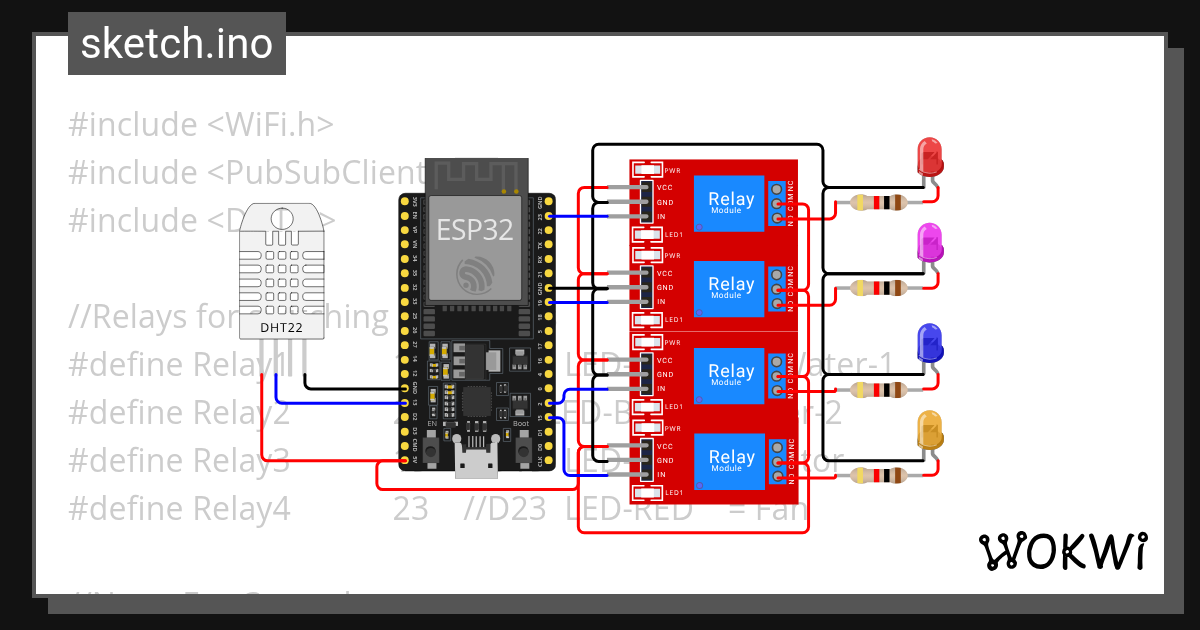 Controller ESP32 and MQTT Node-RED-909 - Wokwi ESP32, STM32, Arduino Simulator