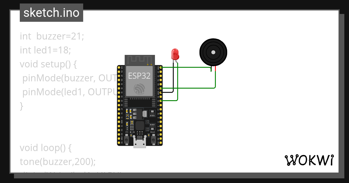 Led Y Buzzer Wokwi Esp32 Stm32 Arduino Simulator 