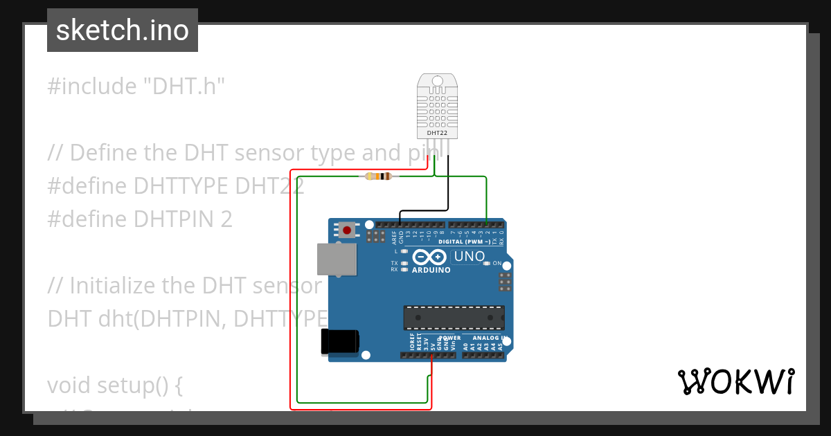 DHT22 digital sensor - Wokwi ESP32, STM32, Arduino Simulator
