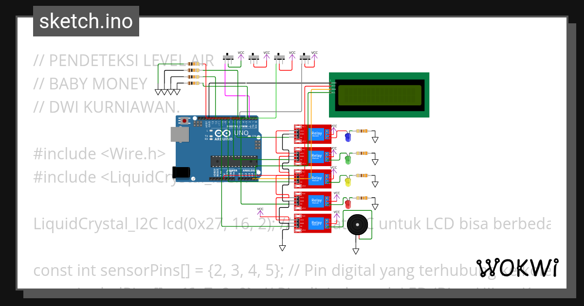 Adnan.PROYEK9_PENDETEKSI_LEVEL_AIR Copy (2) - Wokwi ESP32, STM32, Arduino Simulator