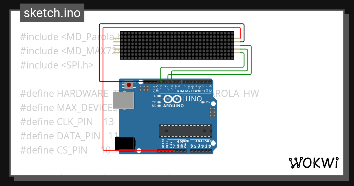 Menyalakan Dot Matrix - Wokwi ESP32, STM32, Arduino Simulator