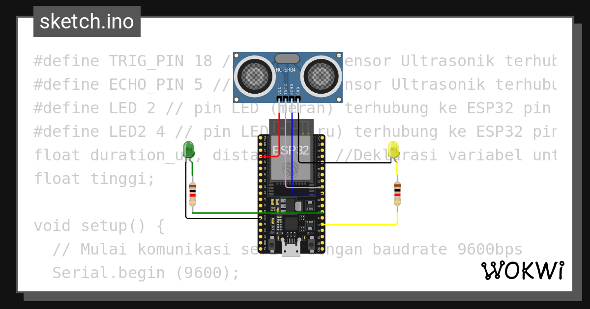 Sensor Jarak Wokwi Esp32 Stm32 Arduino Simulator