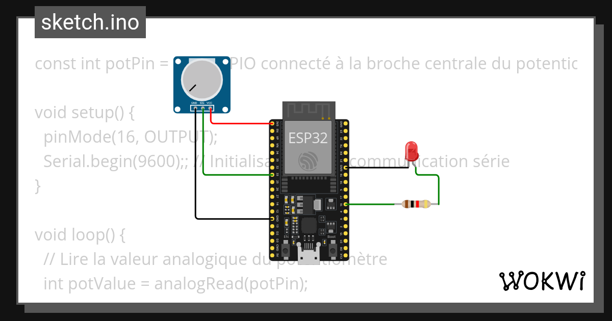 Esp 32 Dm1 Potentiomètre Wokwi Esp32 Stm32 Arduino Simulator 