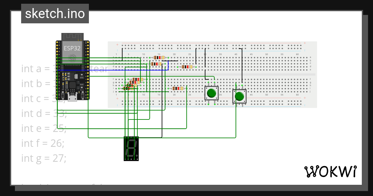 Seven segment shit 2 Copy - Wokwi ESP32, STM32, Arduino Simulator