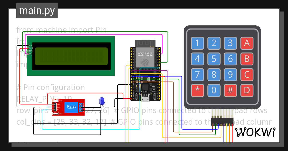 Door lock using Micropython - Wokwi ESP32, STM32, Arduino Simulator