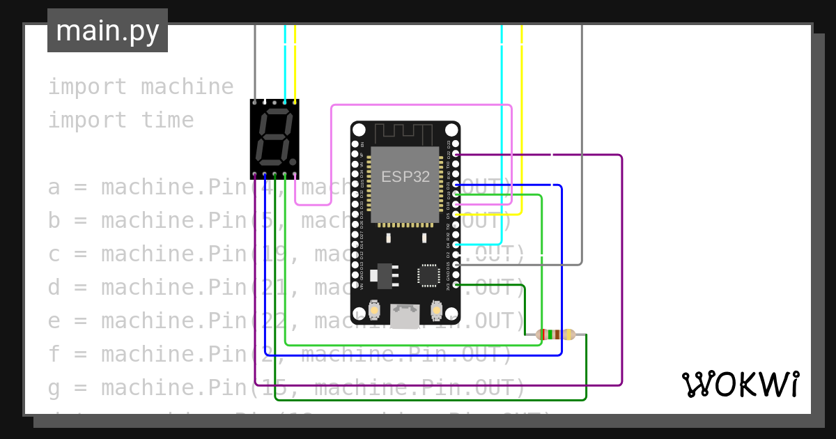 数码管循环显示学号 Wokwi Esp32 Stm32 Arduino Simulator 7685
