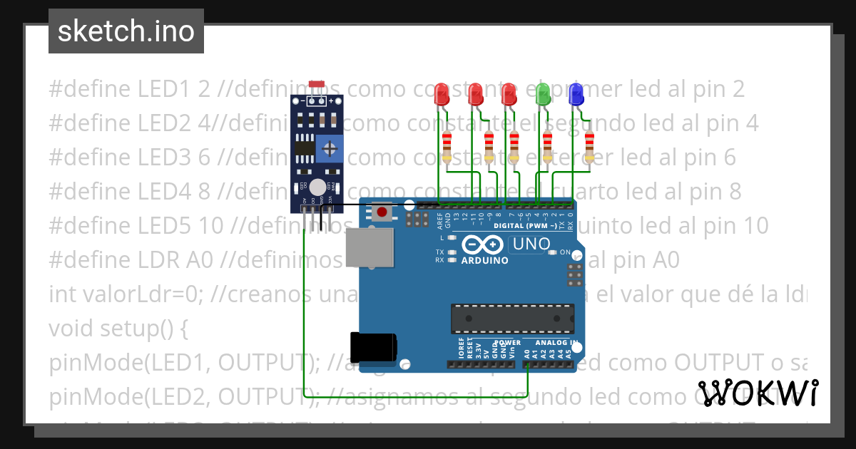 PRÁCTICA 04C CONTROL DE VARIOS LEDS CON UNA LDR - MANUEL BONILLA - 1º BACH B - Wokwi ESP32 ...