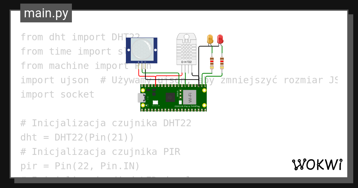 Pi Pico Dht22 And Motion Sensor Wokwi Esp32 Stm32 Arduino Simulator 6869