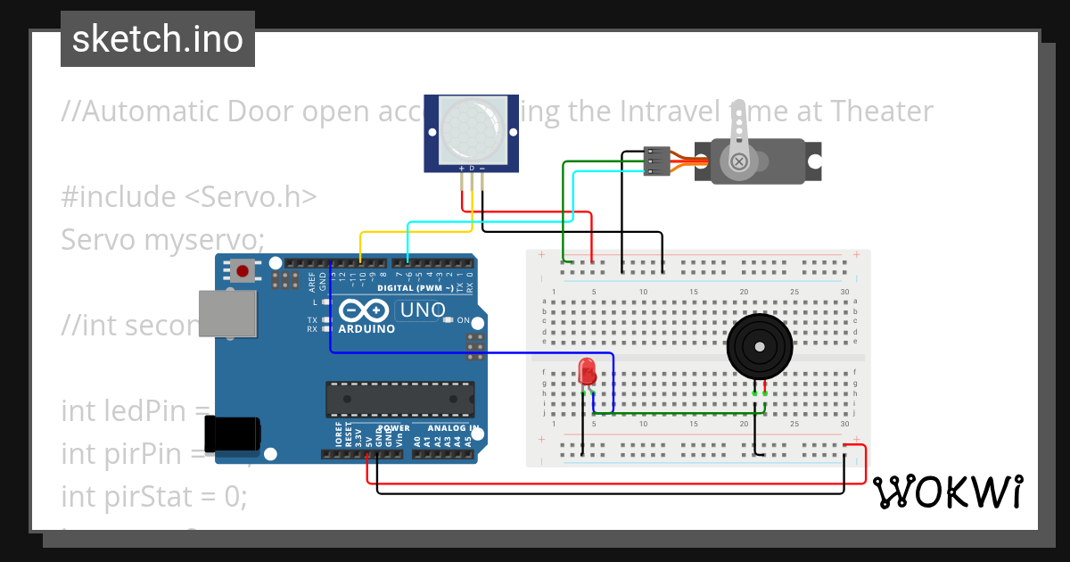 automatic door open servo LCD Copy - Wokwi ESP32, STM32, Arduino Simulator