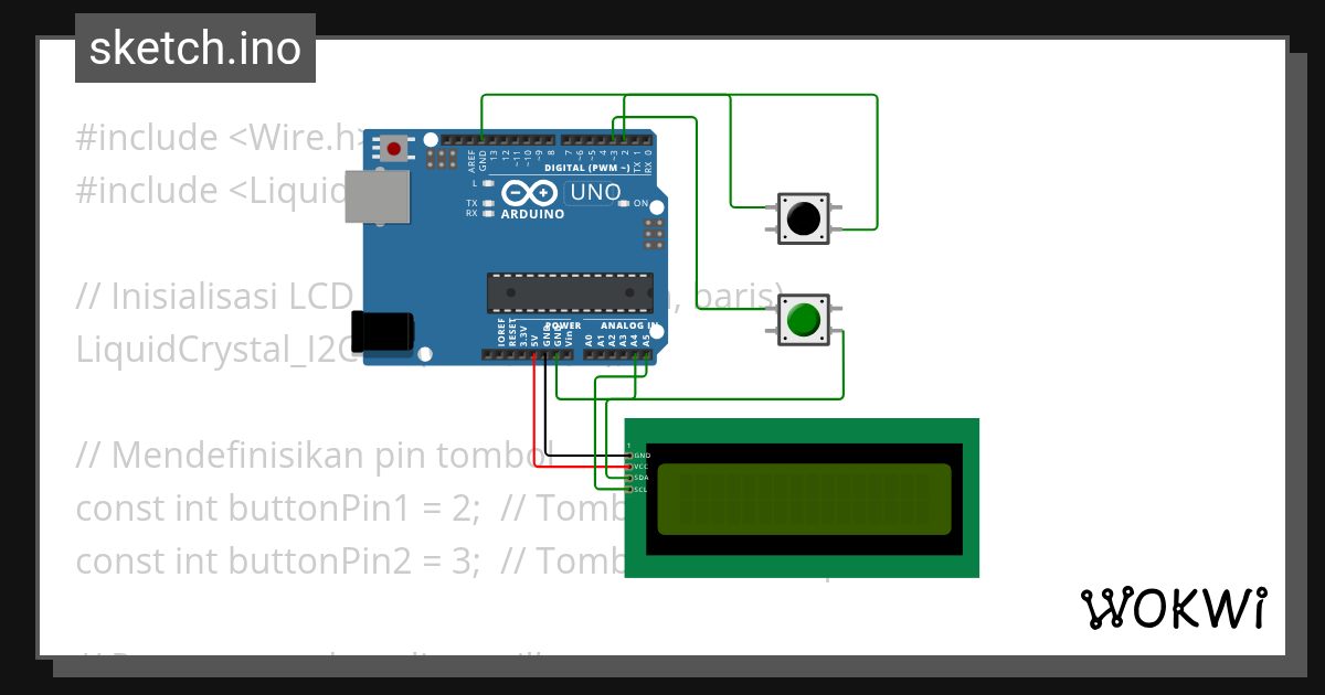 Interaktivitas dengan Tombol - Wokwi ESP32, STM32, Arduino Simulator