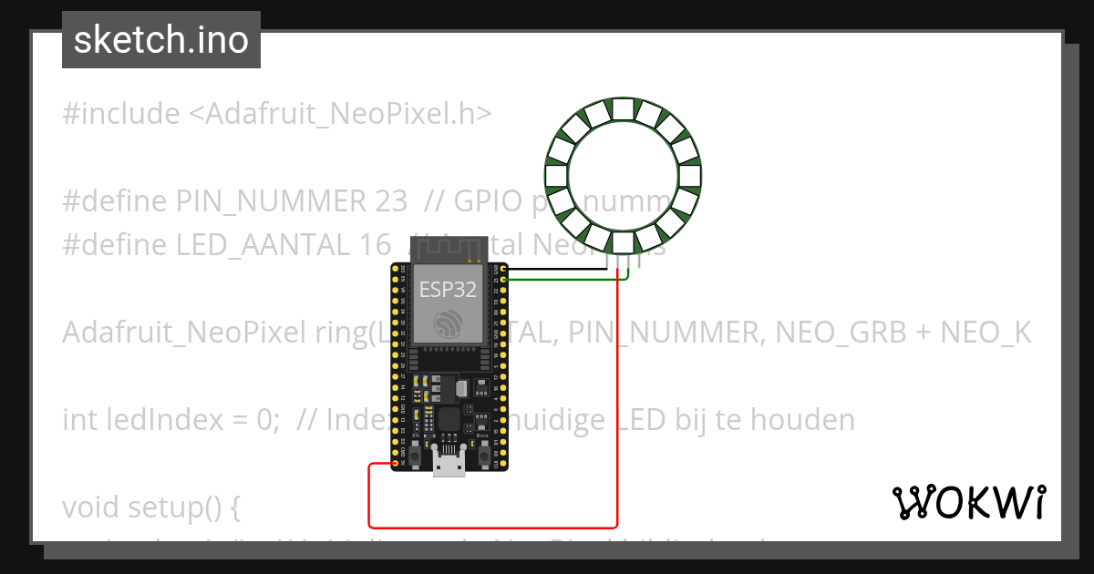 neopixel met 1 led - Wokwi ESP32, STM32, Arduino Simulator