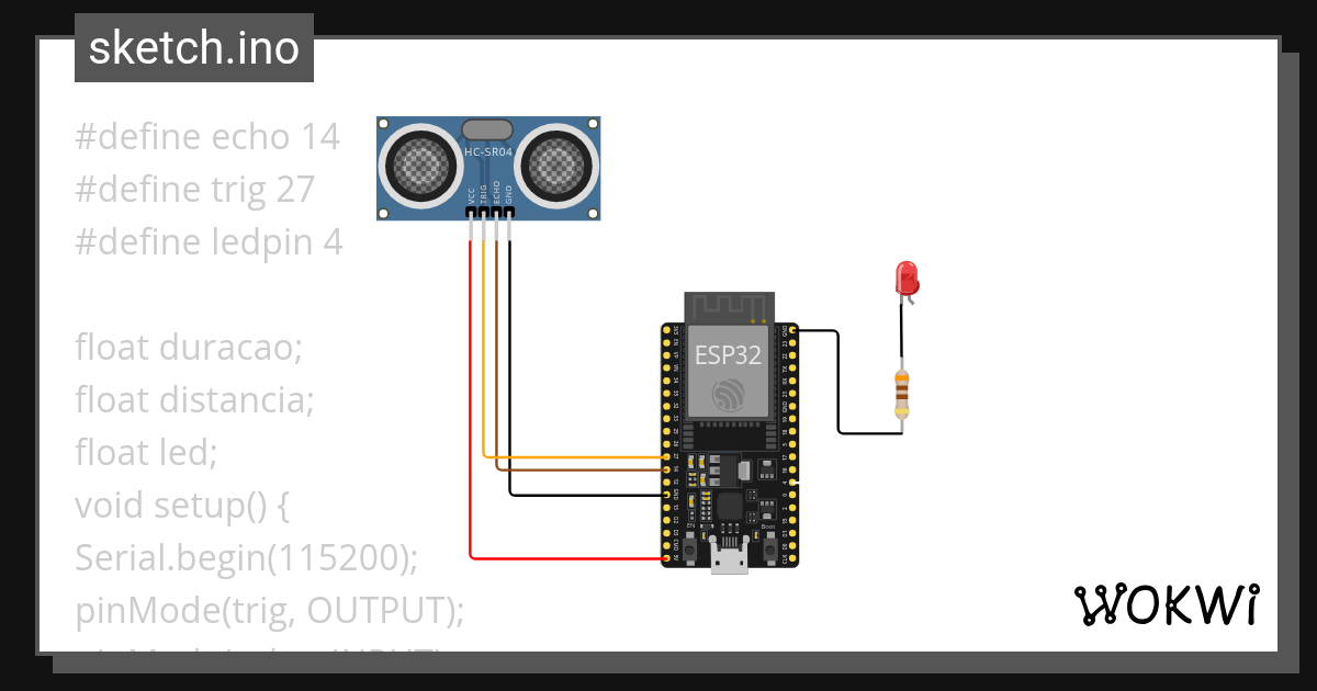 Ultrassom Teste Wokwi Esp32 Stm32 Arduino Simulator 