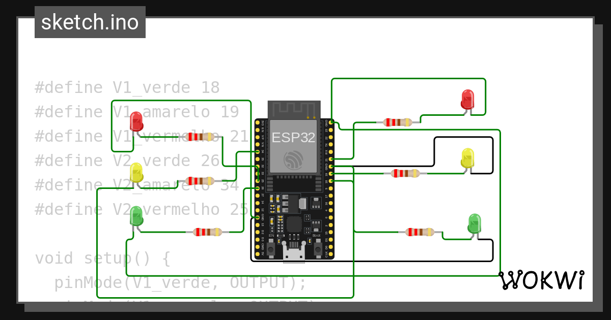 Cruzamento Wokwi Esp32 Stm32 Arduino Simulator 2101