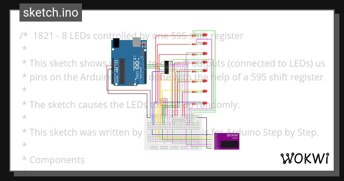 Arduino Shift register with logic analyser - Wokwi ESP32, STM32, Arduino Simulator