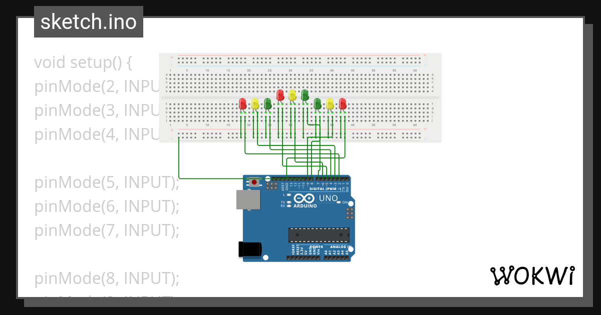 traffic lights - Wokwi ESP32, STM32, Arduino Simulator