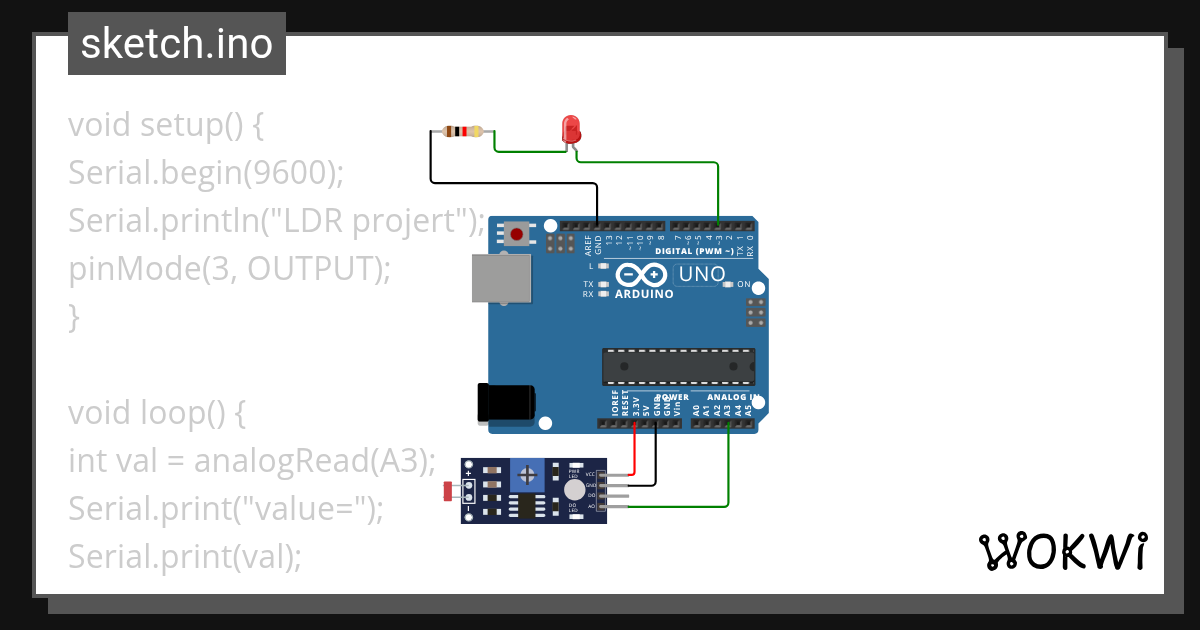 LDR מתח - Wokwi ESP32, STM32, Arduino Simulator LDR מתח - Wokwi ESP32, STM32, Arduino Simulator