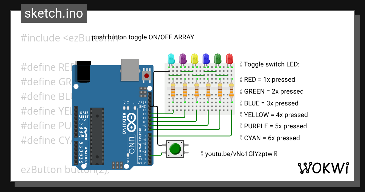 ใบงานเรื่องรับค่าการกด Switch Push Button Toggle Onoff Array Wokwi 2295