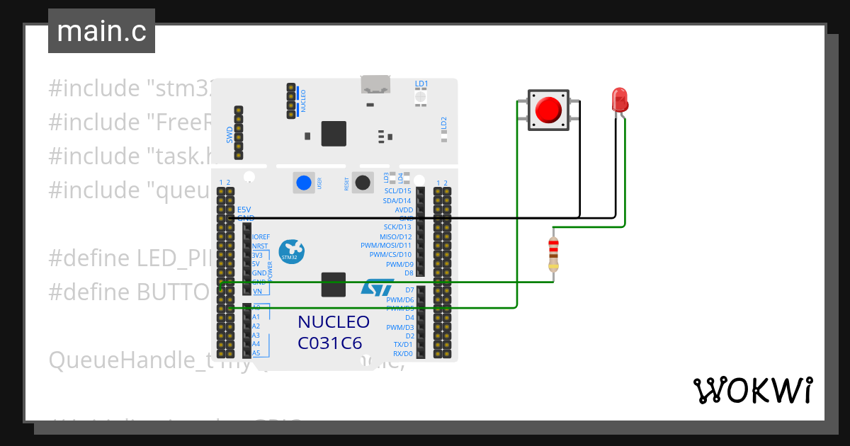 Button Example - Wokwi ESP32, STM32, Arduino Simulator