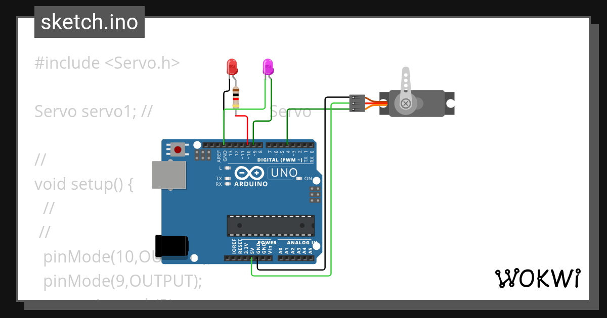 ปราชญาวีร์ พร้อมปฐมวงศ์ LED&SERVO Copy (2) - Wokwi ESP32, STM32, Arduino Simulator