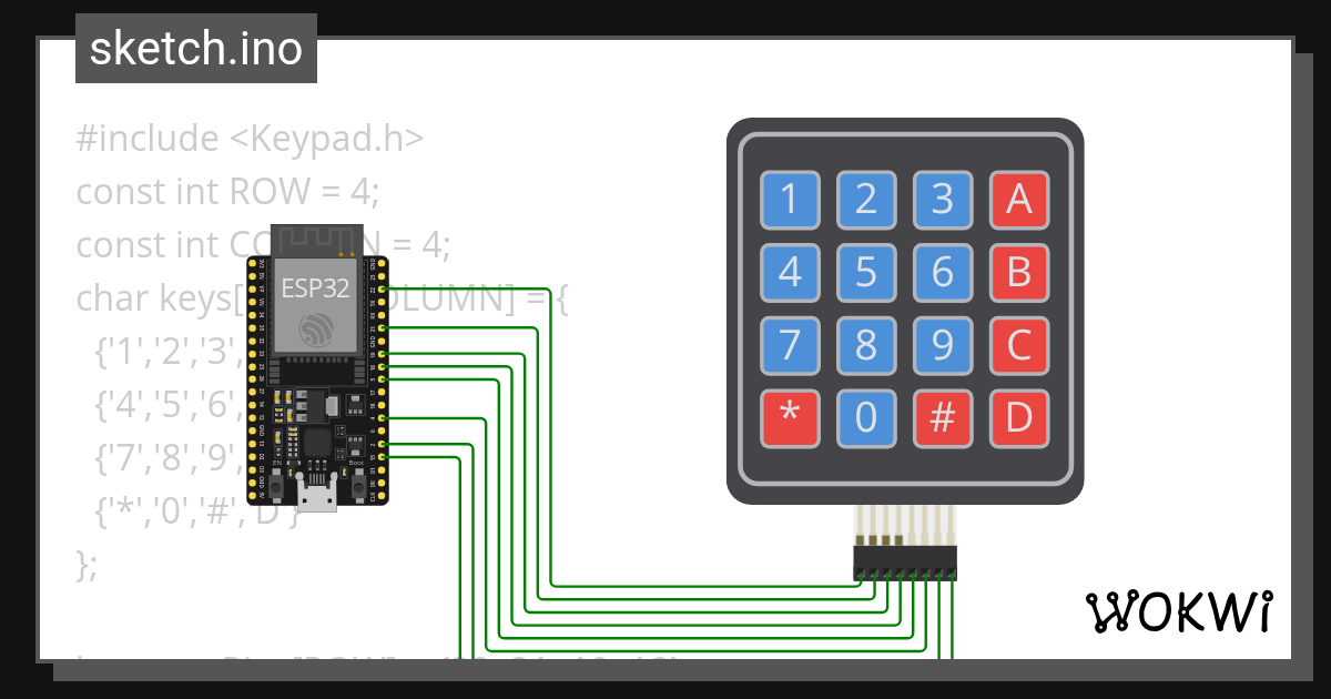 GINDO KEYPAD - Wokwi ESP32, STM32, Arduino Simulator