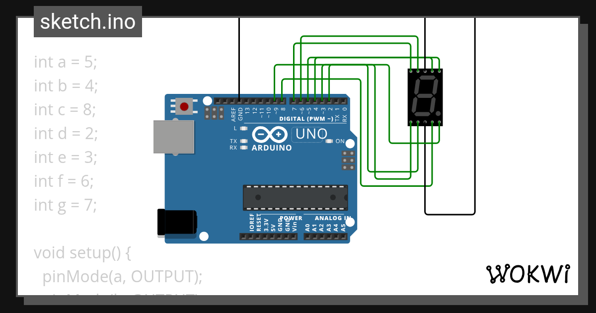 cathod 7 segment - Wokwi ESP32, STM32, Arduino Simulator