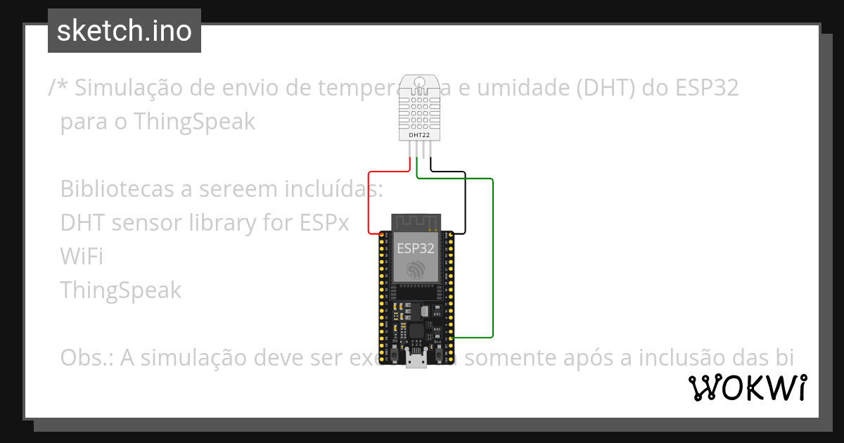 Comunicador Com Thingspeak Wokwi Esp32 Stm32 Arduino Simulator 