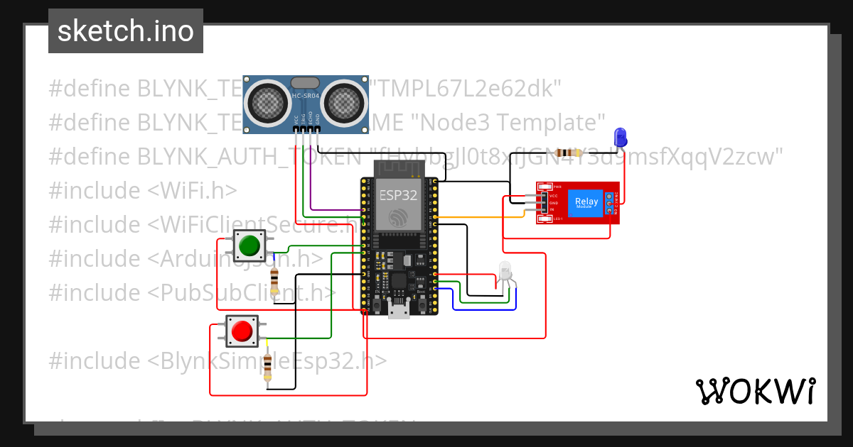 Node3-Buttons-UltraSonic-relay-RGB - Wokwi ESP32, STM32, Arduino Simulator