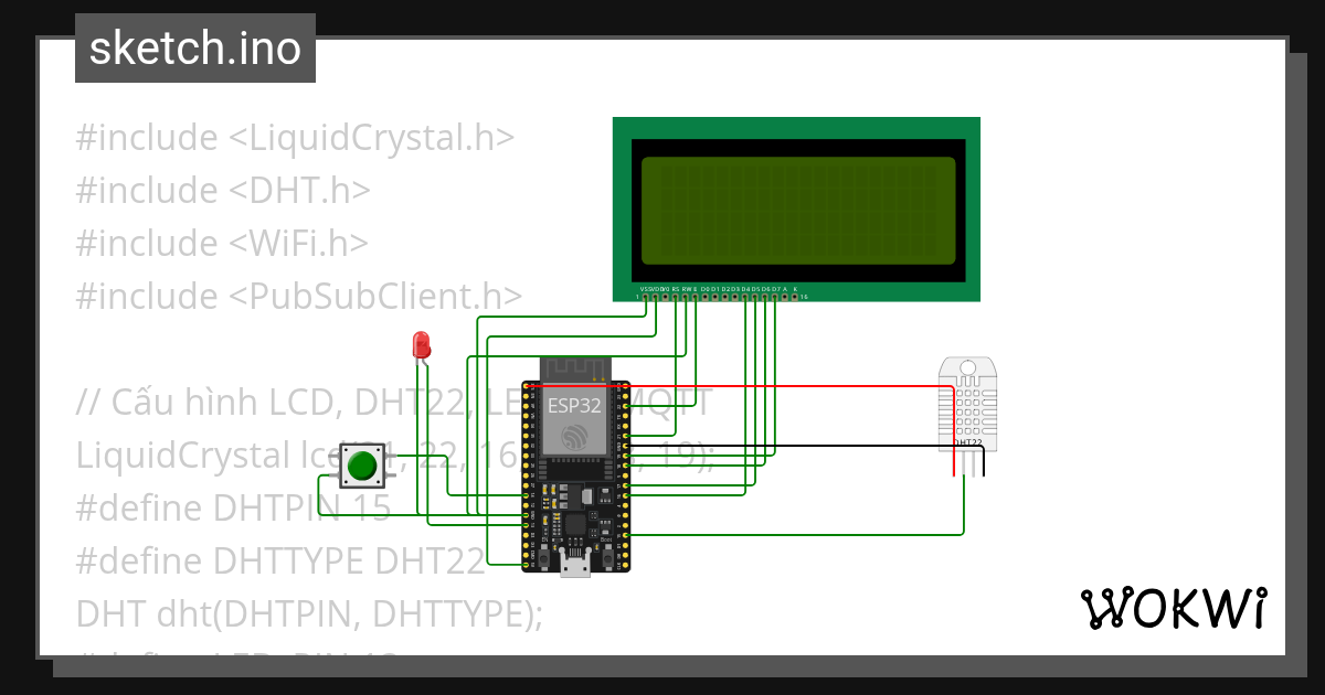 dht_lcd - Wokwi ESP32, STM32, Arduino Simulator