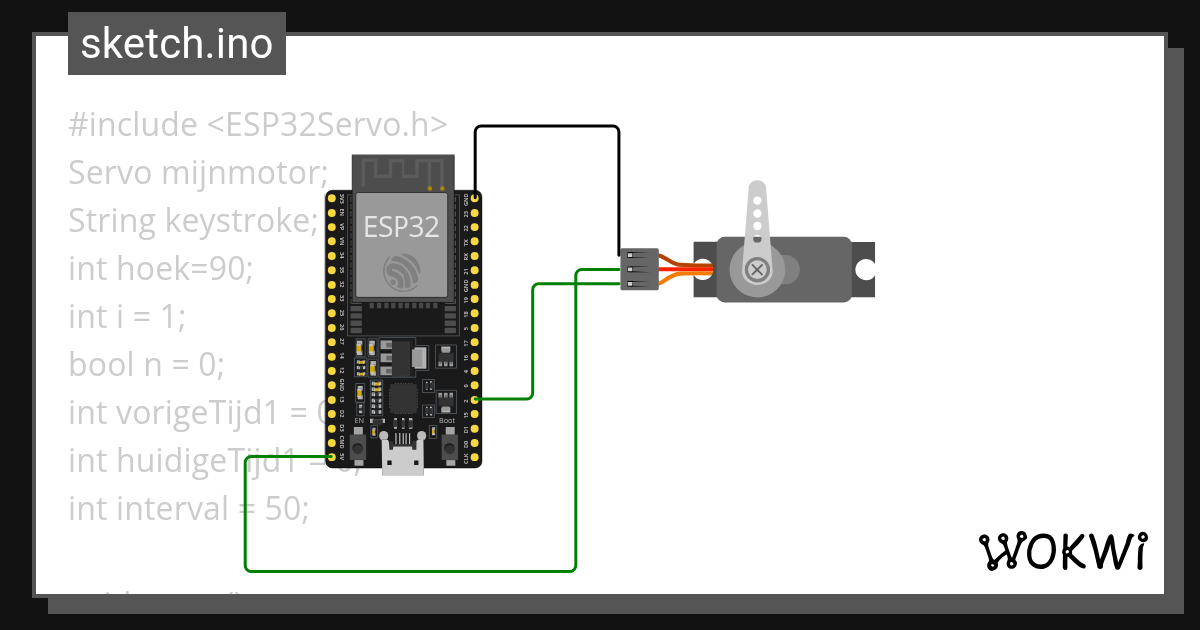 servo oefening - Wokwi ESP32, STM32, Arduino Simulator