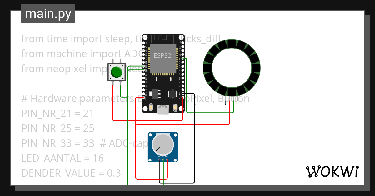 Les12 Looplicht Potentiometer - Wokwi ESP32, STM32, Arduino Simulator