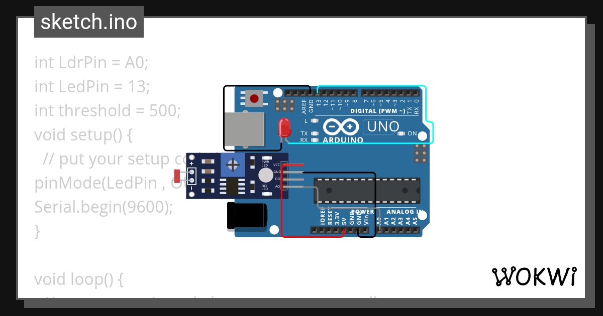 Q9. // “LDR Sensor” With LED Bulb & Also With “Serial Monitor” and “LCD Screen” ? - Wokwi ESP32 ...