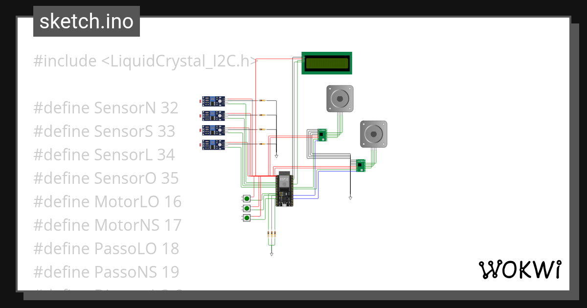 Rastreador solar de eixo duplo v2 - Wokwi ESP32, STM32, Arduino Simulator