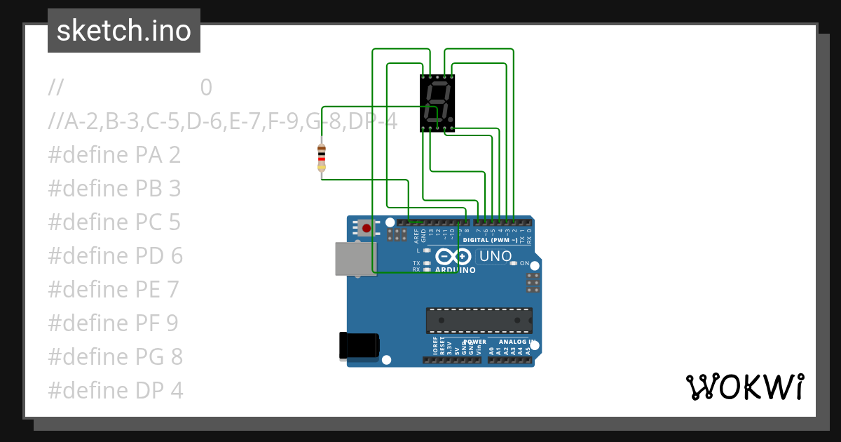 数码管驱动,显示数字0 Wokwi Esp32 Stm32 Arduino Simulator 9738