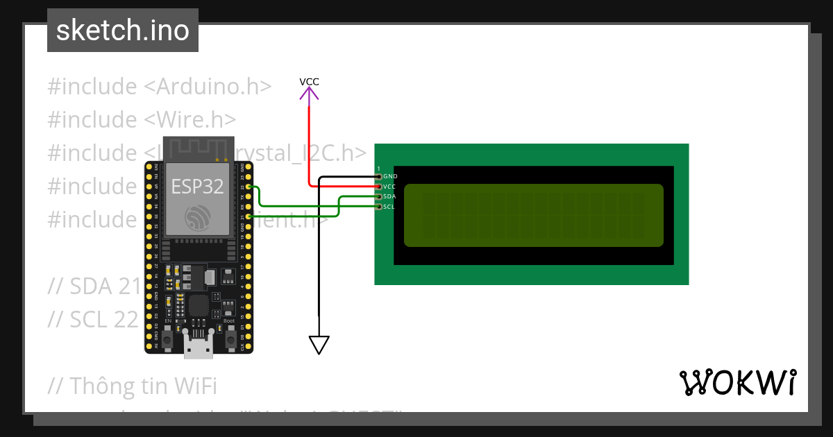 lcd i2c - Wokwi ESP32, STM32, Arduino Simulator